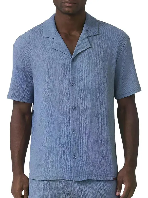 MAUVAIS Eivissa Textured Short-sleeve Shirt - Blue