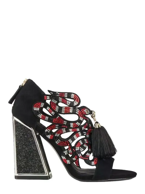 KAT MACONIE Aya Saba Snake-embellished Tassel Sandals - Black