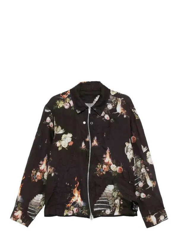 Undercover Floral Print Zip Jacket - Black