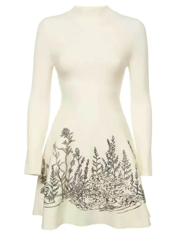 Sandro Floral-embroidered Flared Mini Dress - Neutrals