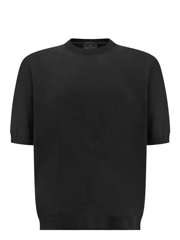 Paul & Shark Fine-knit Wool Short-sleeve Sweater - Black