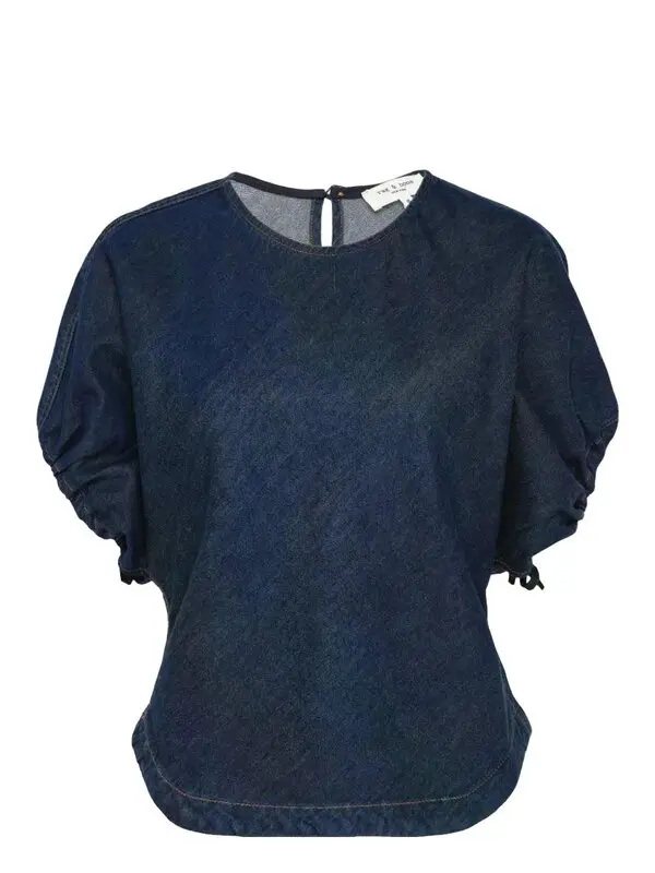 Rag & Bone Laura Ruched-sleeve Top - Blue