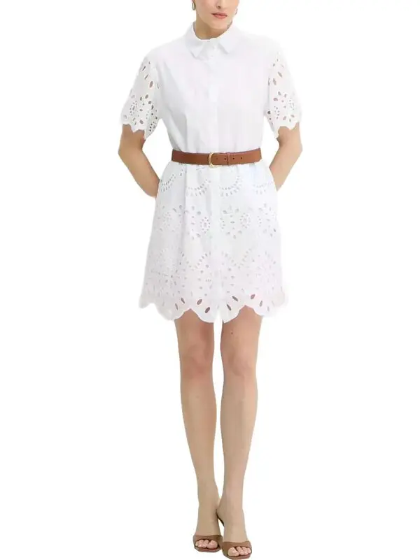 SILVIAN HEACH Eyelet Shirt Mini Dress - White