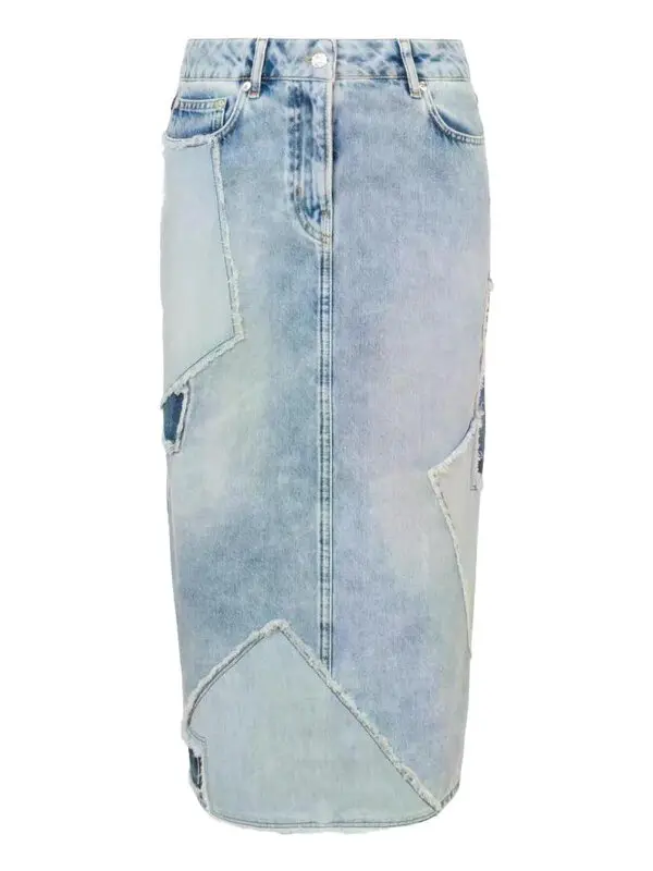 Moschino Patchwork Denim Skirt - Blue