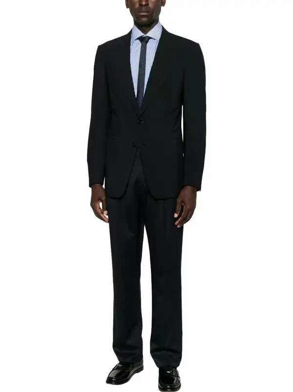 LARDINI Pleated Straight-leg Trousers - Blue
