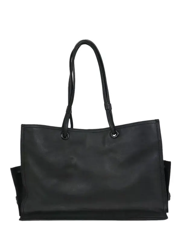 Loewe 2006 Appliqué Leather Tote Bag - Black