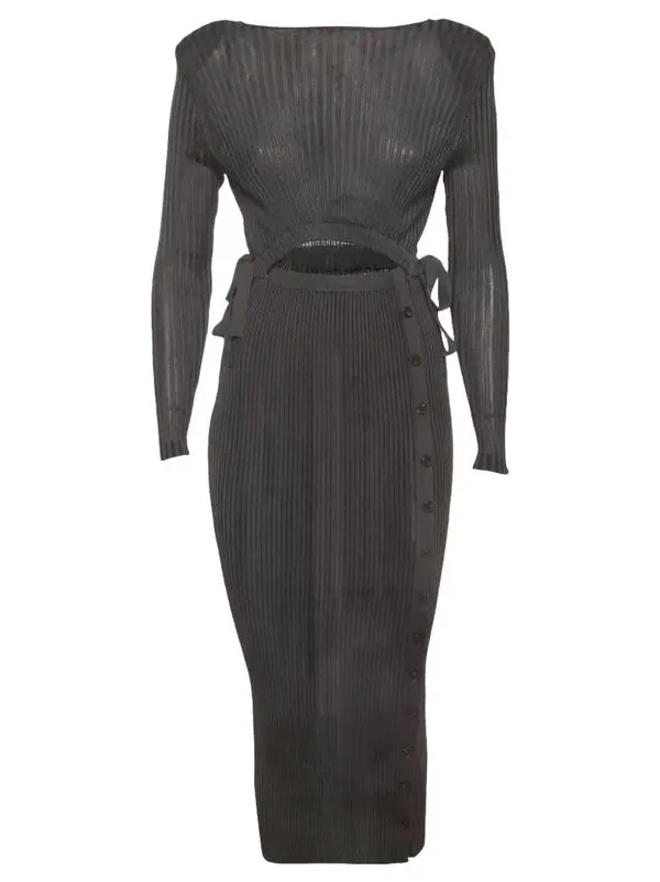 SELF-PORTRAIT Cut-out Rib-knit Midi Dress - Grey