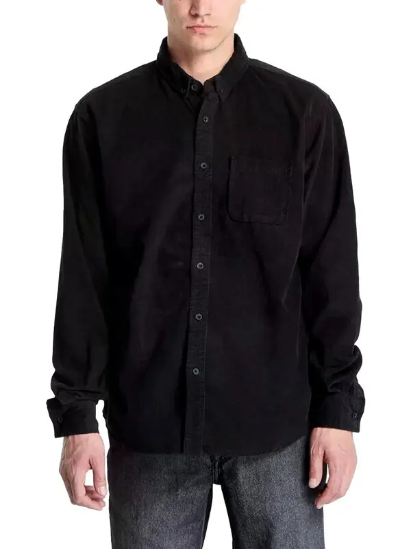 URBAN CLASSICS Corduroy Button-down Shirt - Black