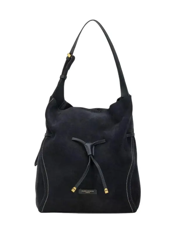 GIANNI CHIARINI Sienna Drawstring Suede Shoulder Bag - Blue