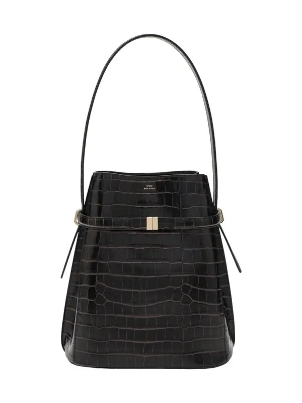 TOTEME Crocodile-embossed Leather Bucket Bag - Brown