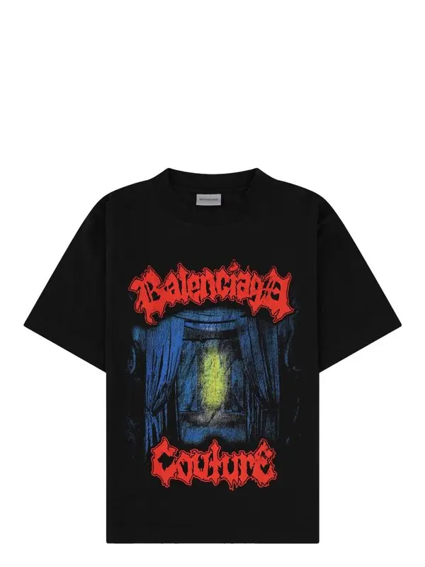 Balenciaga Graphic Print Cotton T-shirt - Black