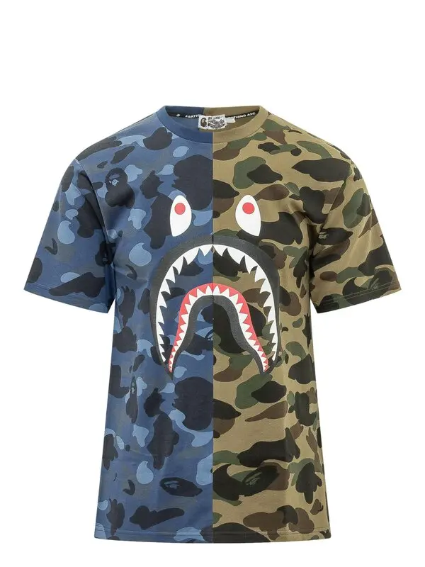 A BATHING APE Stylish Camouflage Graphic T-shirt - Navy