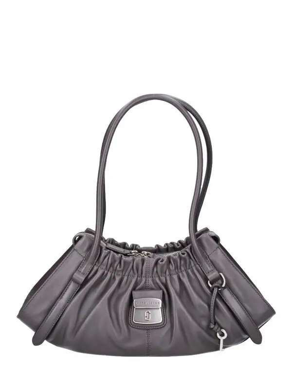 Marc Jacobs Ruched Leather Shoulder Bag - Grey