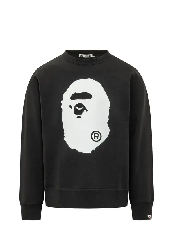 A BATHING APE Graphic Crewneck Sweatshirt - Black