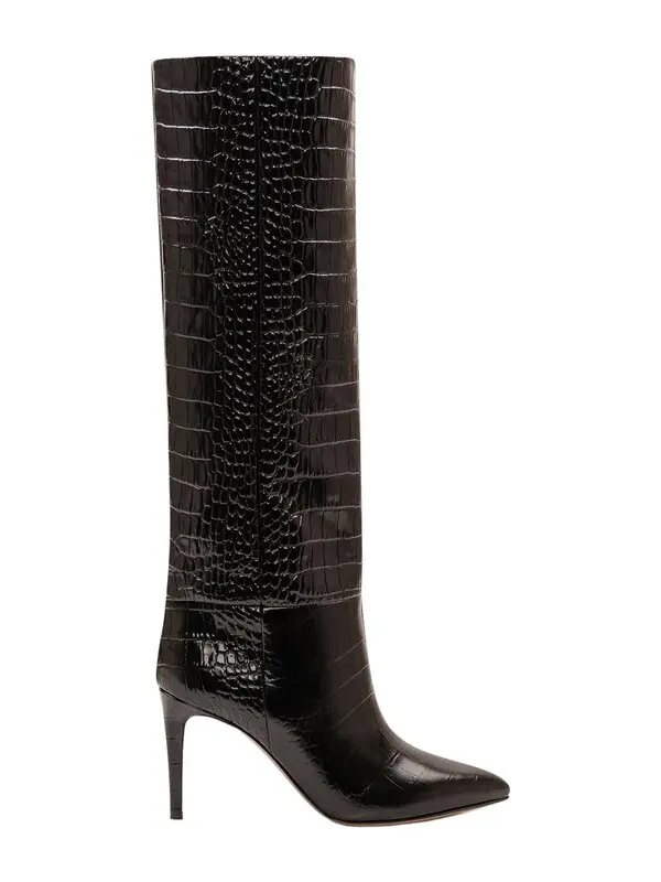 Paris Texas Stiletto 85 Croc Effect Boot - Carbone