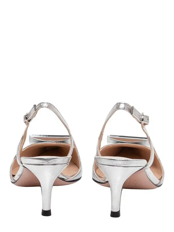 Roberto Festa Slingback Heels With Front Insert - Silver