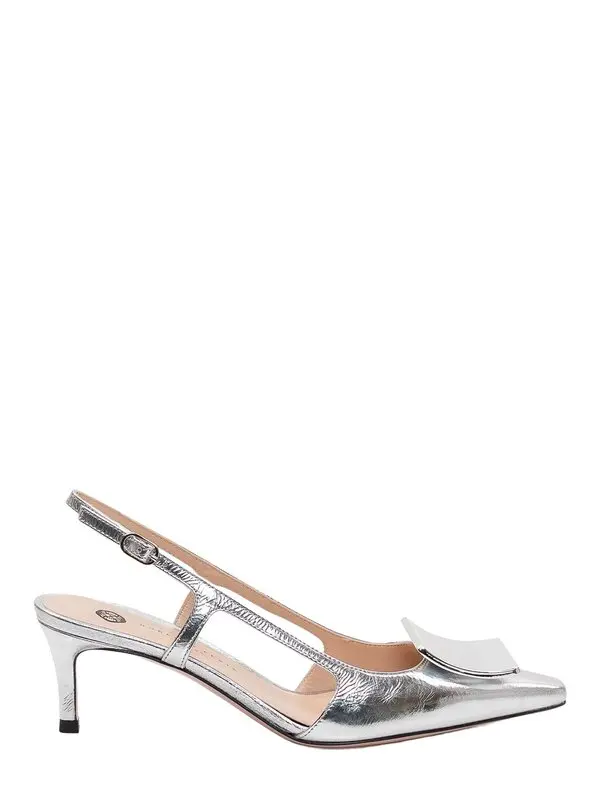 Roberto Festa Metallic Slingback Heels - Silver
