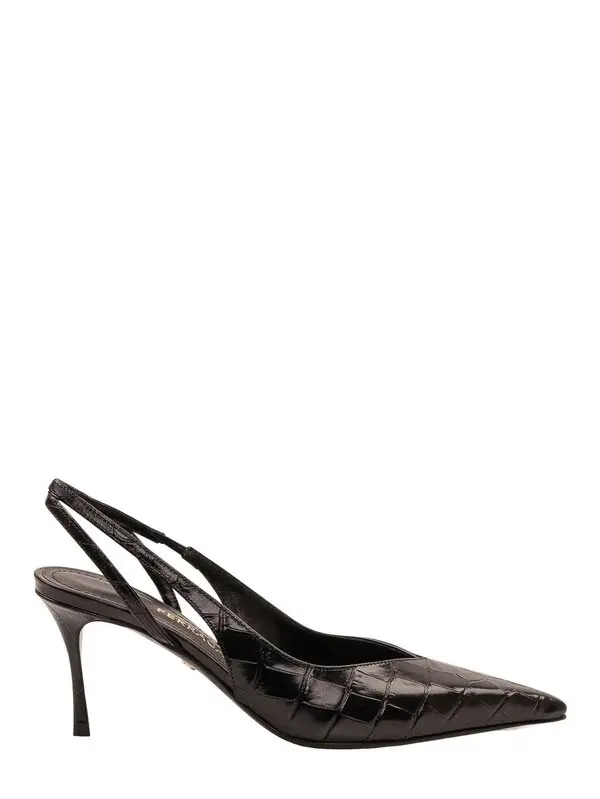 FERRAGAMO Dafne 70mm Croc-embossed Slingback Pumps - Nero