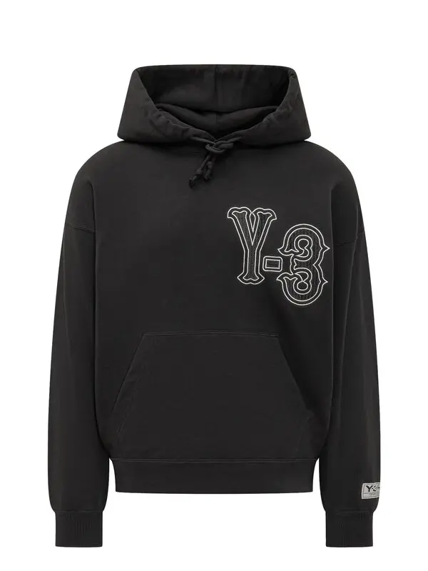 Y3 Graphic Print Hooded Sweatshirt - Black