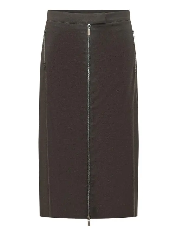 LE SULLY STUDIO Zip-front Pencil Skirt - Moro