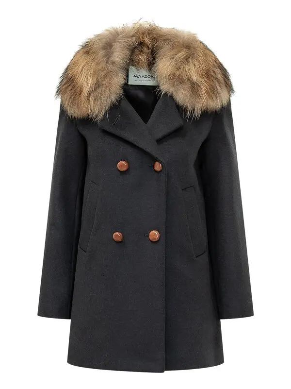 AVA ADORE Double-breasted Overcoat - Blu