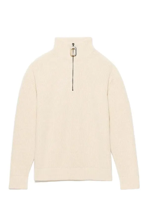 JW Anderson Ribbed Knit Quarter Zip Jumper - Ivory