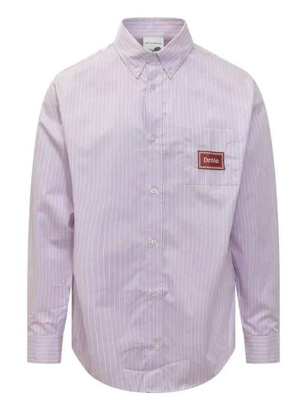 Drole De Monsieur Striped Button-down Shirt - Lavander