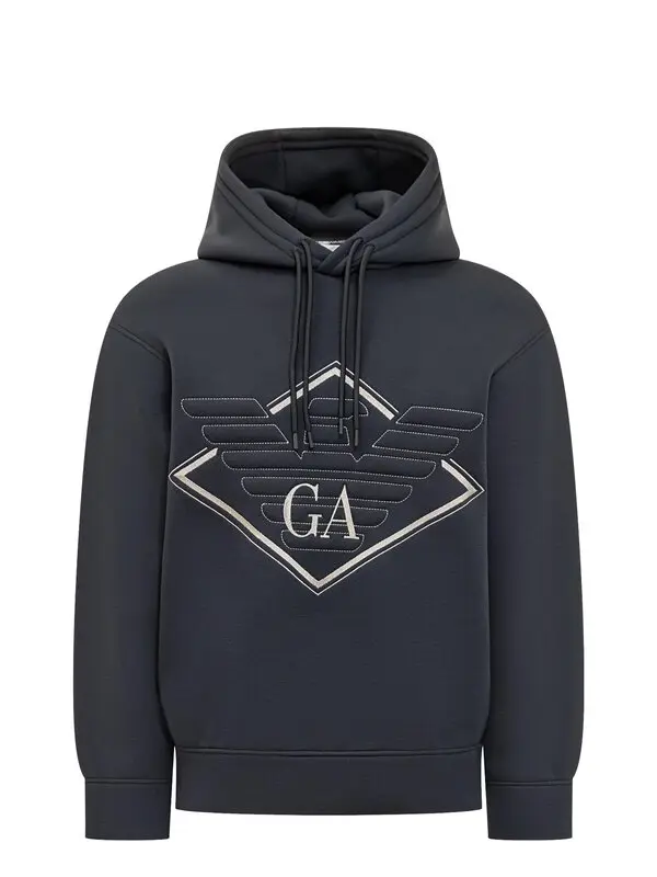 Emporio Armani Logo Hoodie Sweatshirt - Blu