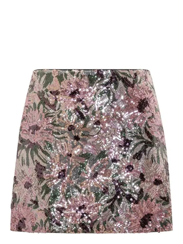 SELF-PORTRAIT Floral Embroidered Mini Skirt - Multi