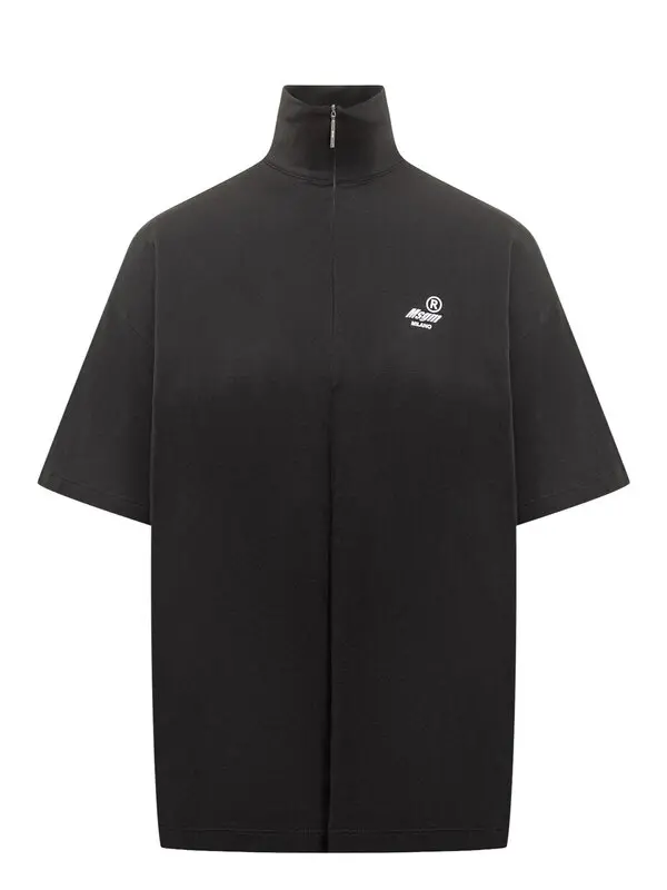 MSGM Cutout Sleeve Zip T-shirt - Black