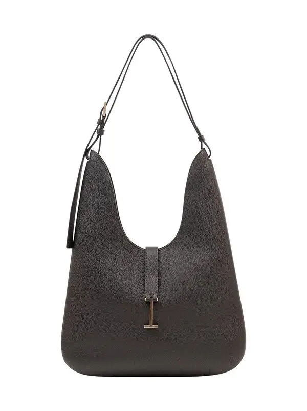 TOM FORD Leather Hobo Handbag - Black