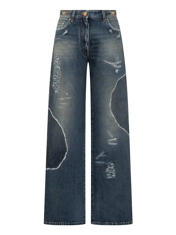 Versace Jet Set High-rise Wide-leg Jeans - Medium Blue
