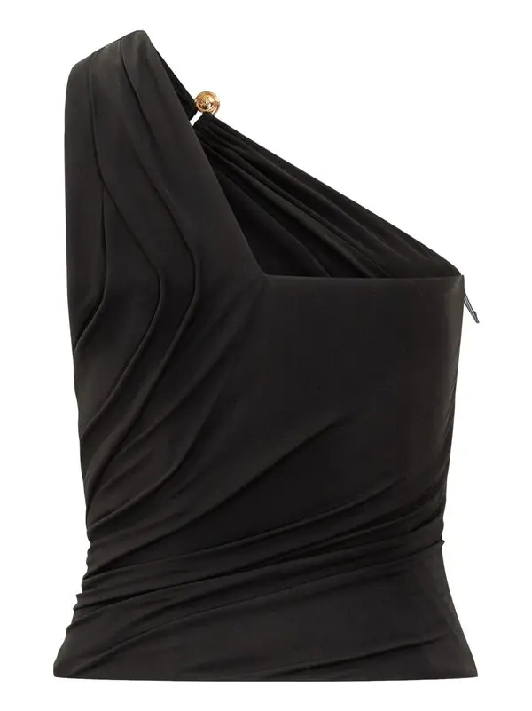 Versace One Shoulder Mini Top - Black