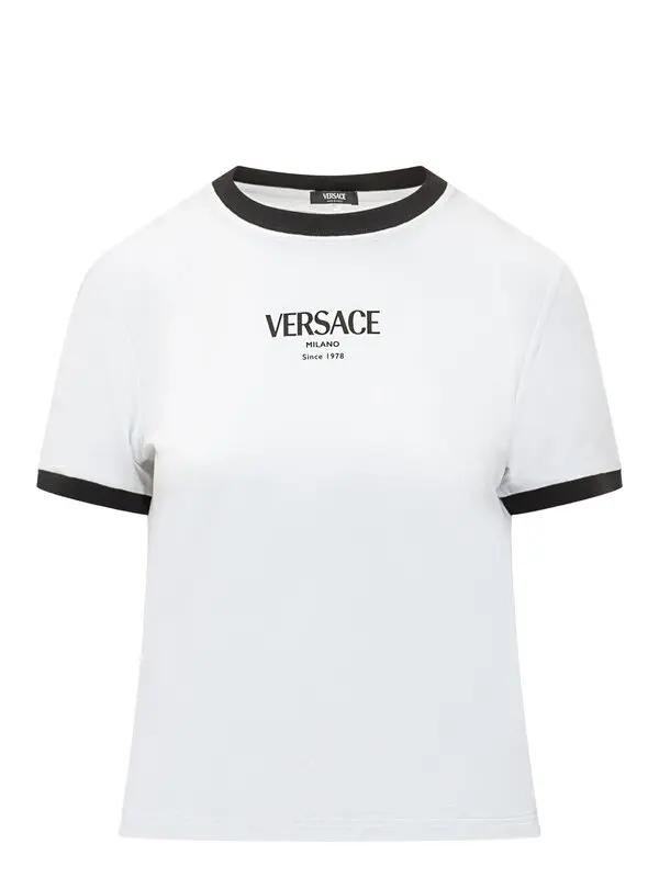Versace Crewneck T-shirt With Logo - White-black