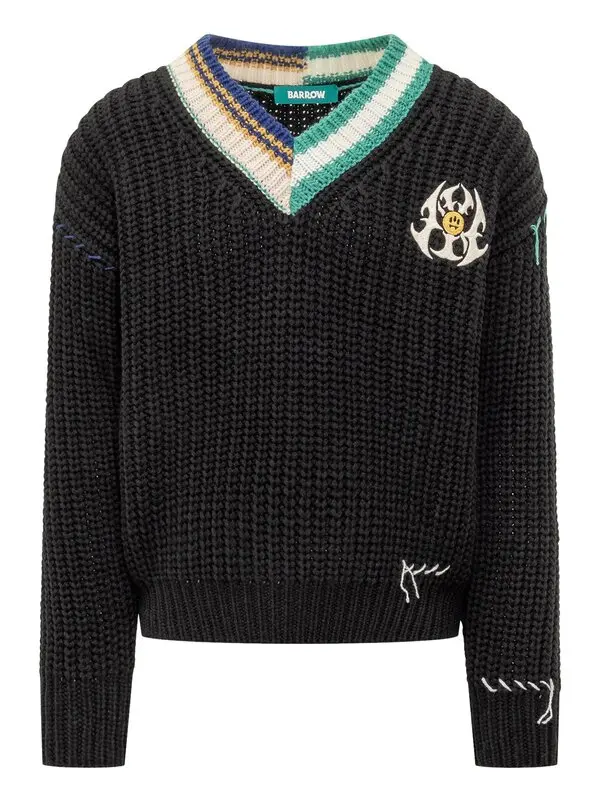 BARROW V-neck Knit Pullover - Nero