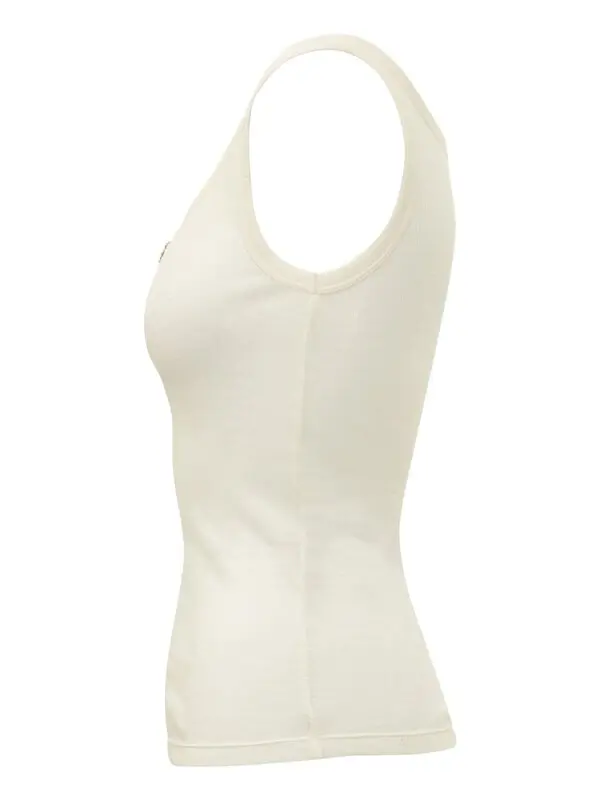 Versace Ribbed Tank Top With Logo Detail - Cream