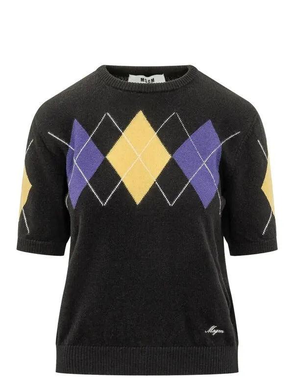MSGM Argyle Knitwear - Black