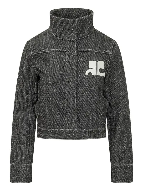 COURREGES Denim Tweed Jacket - Black