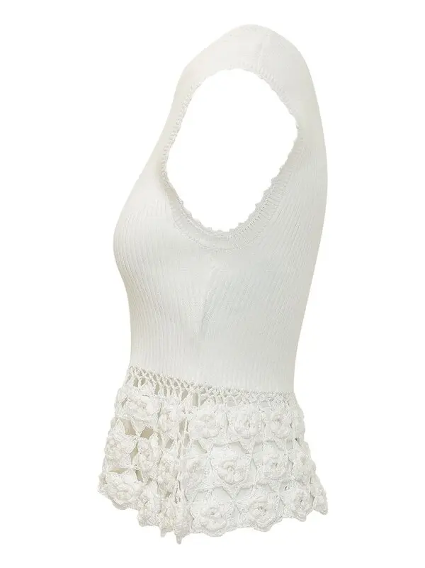 GANNI Textured Floral Insert Top - Egret