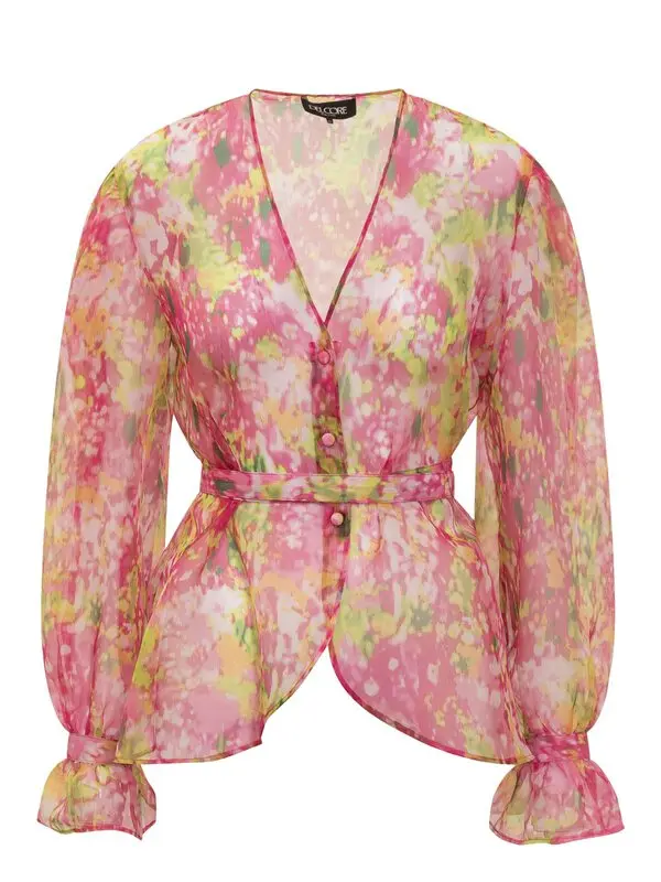 DEL CORE Cocoon Mini Silk Blouse - Fuchsia