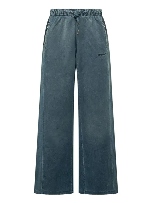 Off-White Wide-leg Trousers With Drawstring - Highlighted Medium