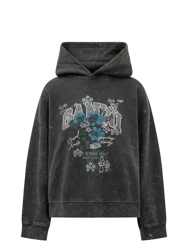 GANNI Cropped Hoodie - Phantom