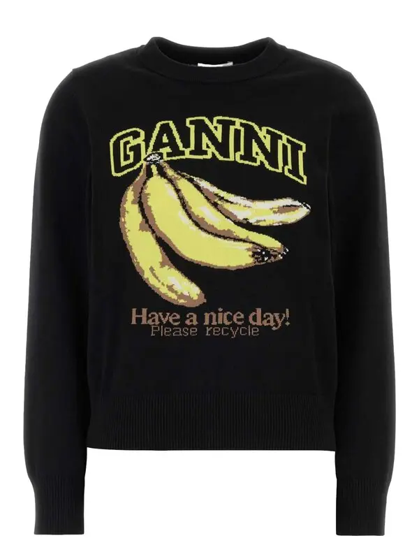 GANNI Graphic Banana Sweater - Black