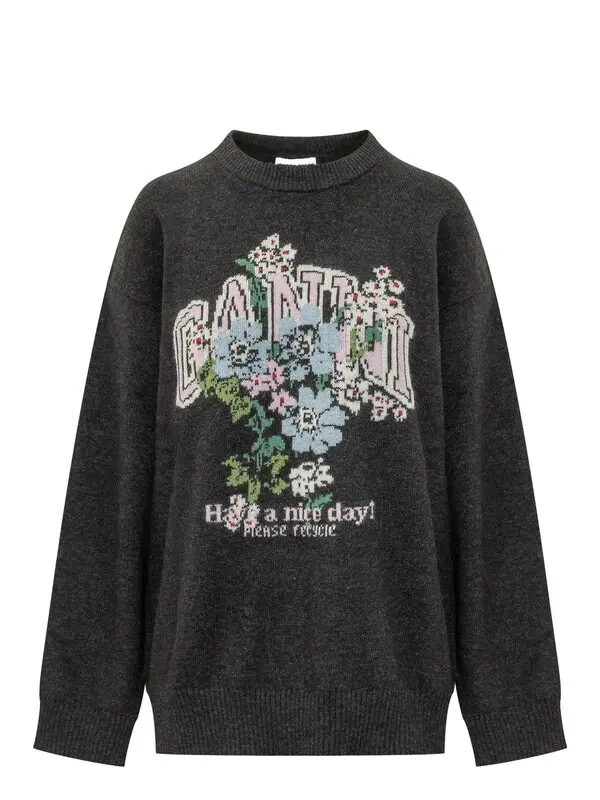 GANNI Oversized Knit Sweater - Phantom