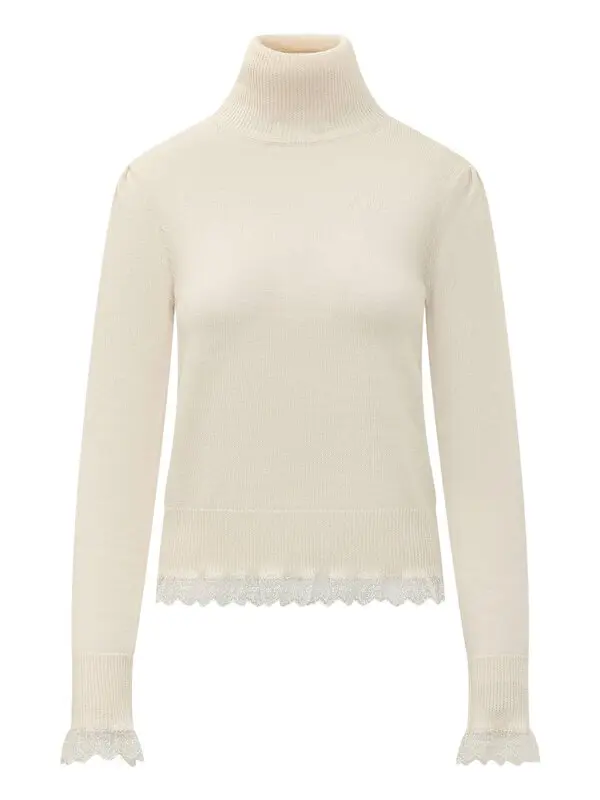 GANNI Merino Turtleneck Sweater - Egret