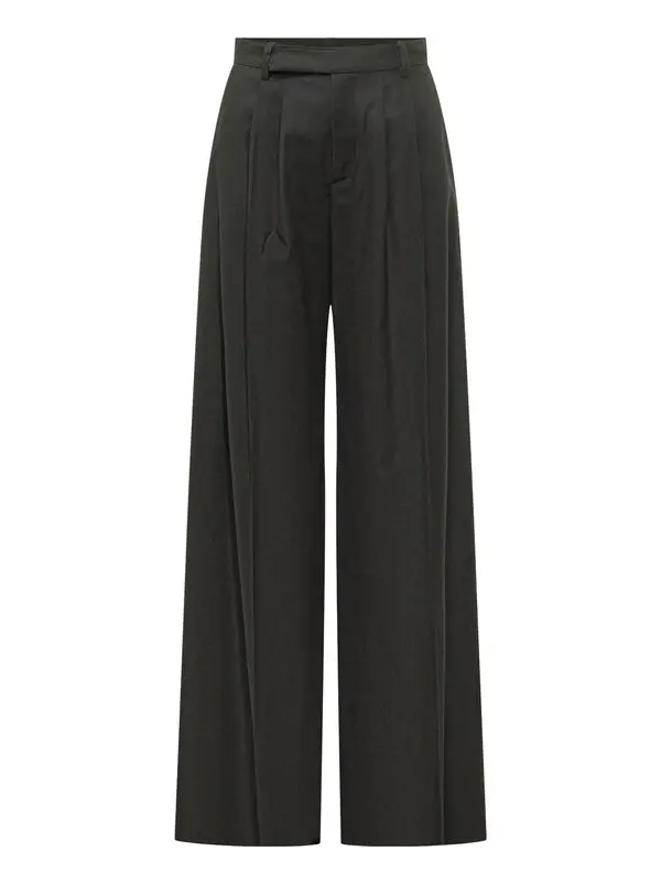 LE SULLY STUDIO Ample Drape Wool-blend Trousers - Nero
