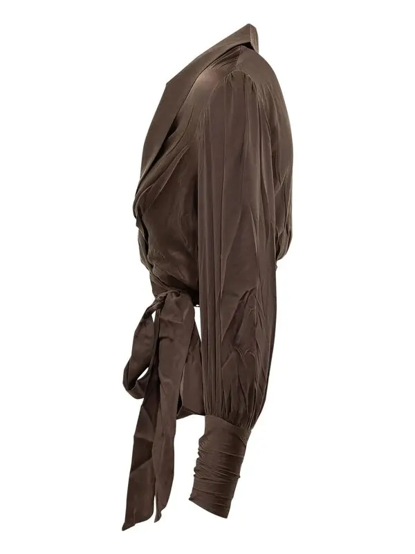 Zimmermann Style Silk Wrap Top - Chocolate