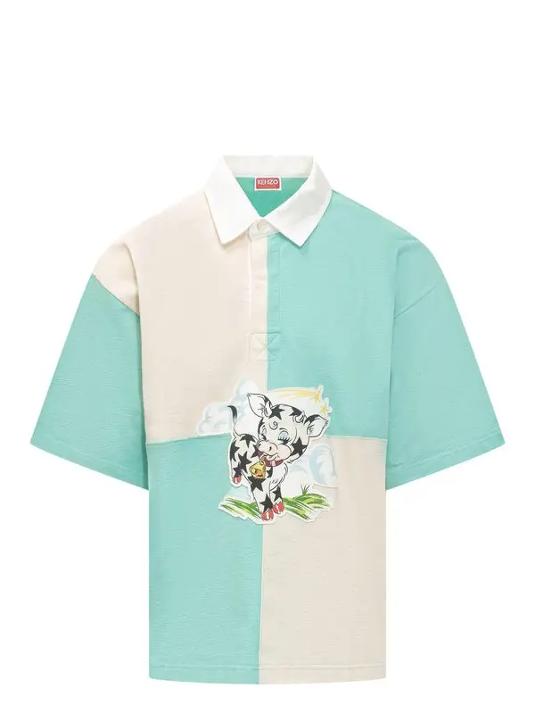 Kenzo Stamped Paint Polo - Acqua