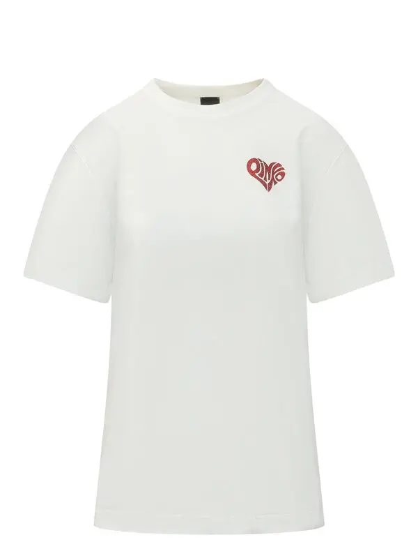 Pinko Heart Print T-shirt - Bianco/rosso