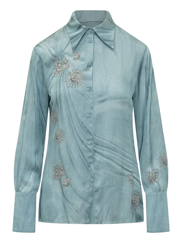 Pinko Embroidered Fluid Shirt - Azzurro